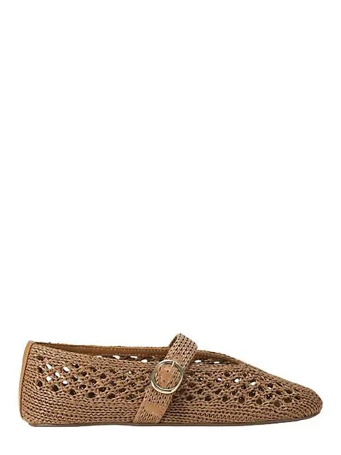 Steve Madden Alara Woven Ballet Flats With Buckle Fastening - Tan Comb