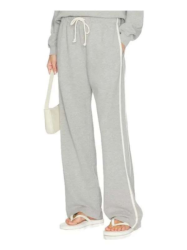 Donni. Eco-terry Stripe Crop Pant - Light Grey