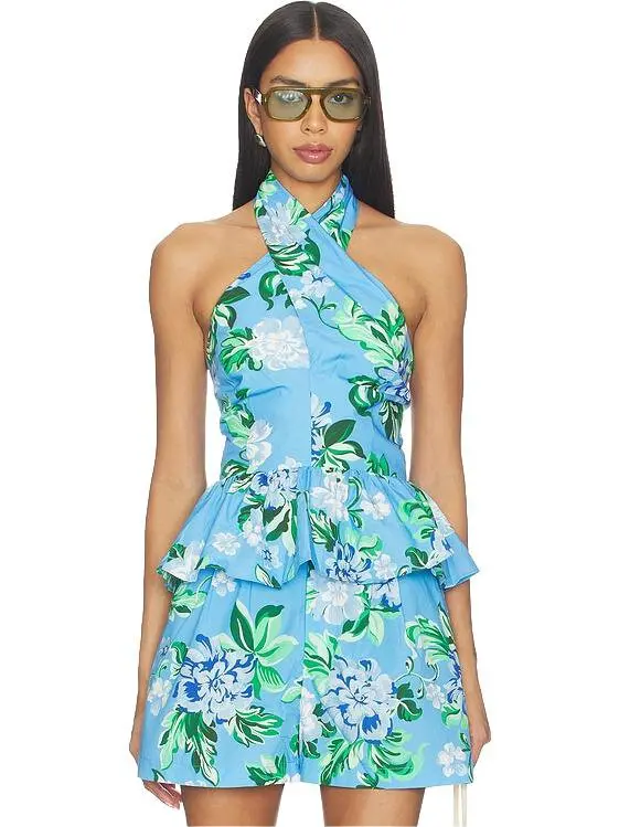 Yumi Kim Floral Print Halter Neck Top - Blue