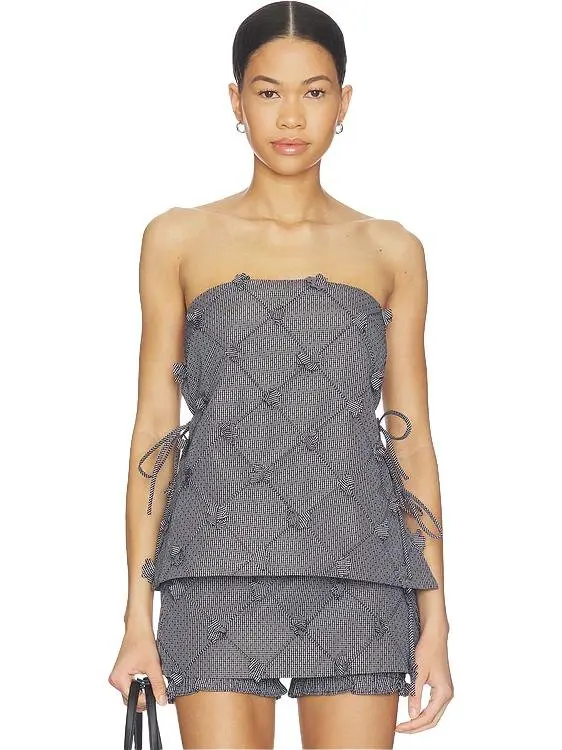 Line & Dot Thora Strapless Top - Black,white