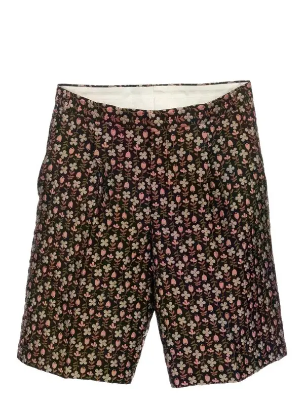 WALTER VAN BEIRENDONCK Floral Jacquard Shorts - Black