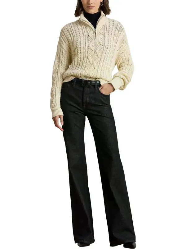 Ralph Lauren Cable-knit Quarter-zip Sweater - Neutrals