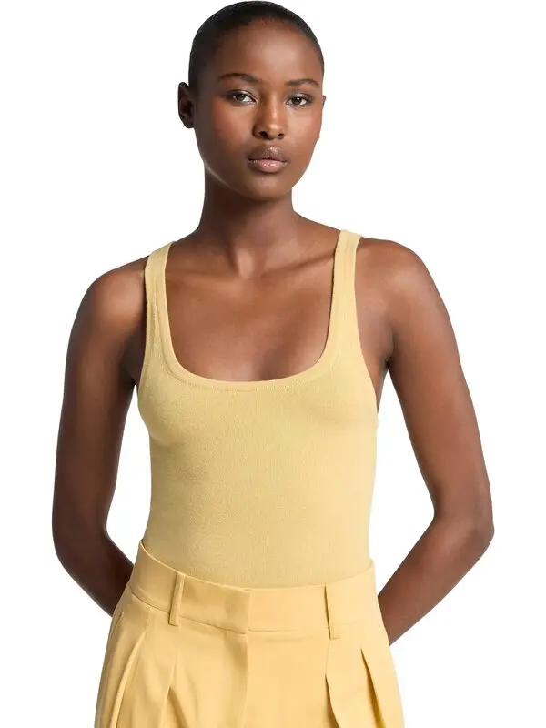Michael Kors Stretch Cashmere Blend Bodysuit - Yellow