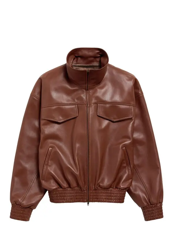Balenciaga Oversized Cropped Leather Jacket - Blue
