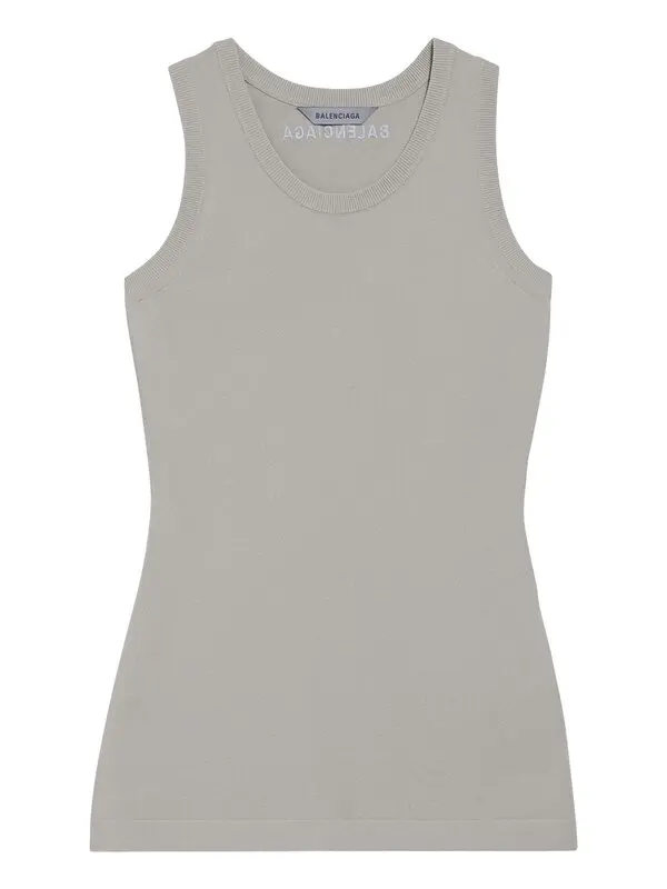Balenciaga Ribbed Logo Tank Top - Black