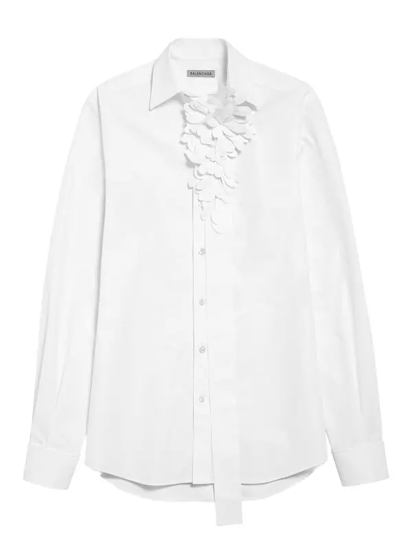 Balenciaga Cotton Floral Appliqué Shirt - White