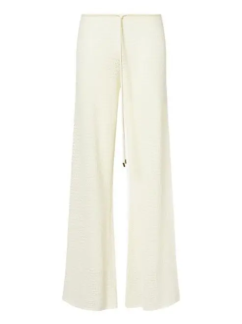 Monday Swimwear Belize Wide-leg Knitted Trousers - Ivory Lace Crochet