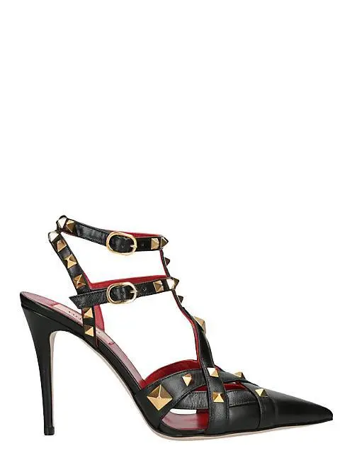 Valentino Garavani Studded Leather Stiletto Heel Sandals - Blk/other