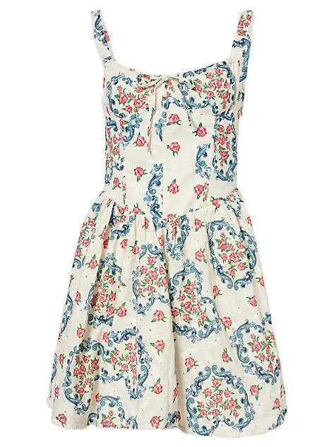 Agua Bendita Floral Print Cotton Mini Dress - Multicolor