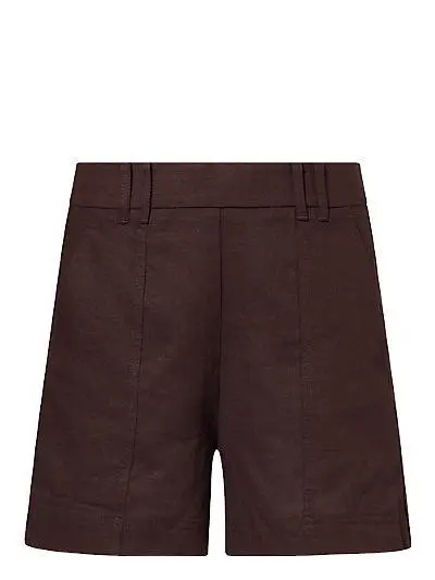 ME+EM Mid-rise Elasticated Waist Linen-blend Shorts - Cocoa Brown