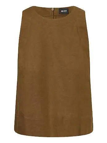 ME+EM Sleeveless Cropped Linen-blend Top - Olive Green