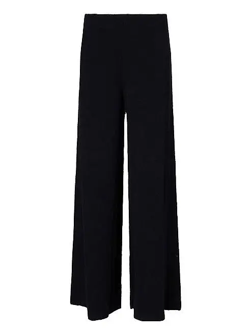 ME+EM Textured Palazzo Cotton-blend Trousers - Black