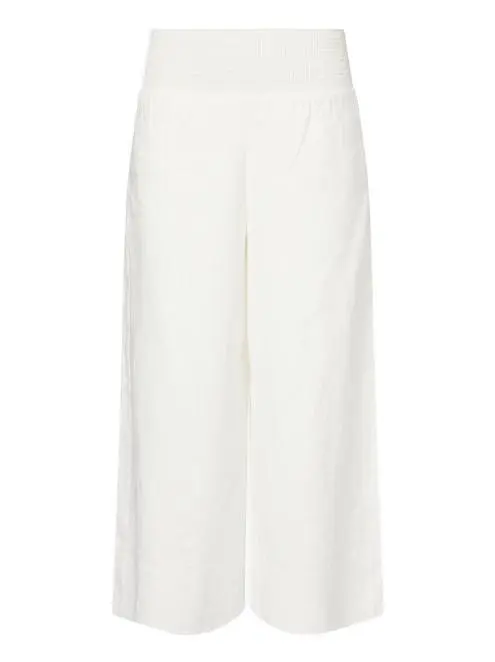 ME+EM Me + Em Shirred-waist Cropped Wide-leg Trousers - Soft White