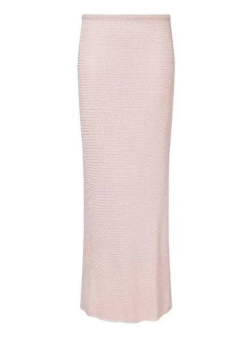 Monday Swimwear Fontelina Open-knit Maxi Skirt - Pwdr Pink Pet Croch