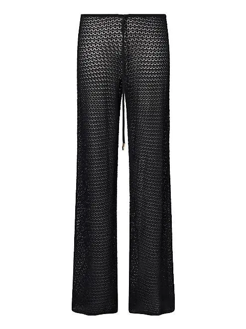 Monday Swimwear Belize Wide-leg Knitted Trousers - Black Lace Crochet