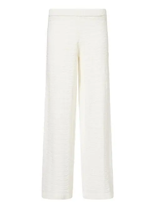 THE COUTURE CLUB Crochet Wide-leg Cotton Trousers - Offwhite