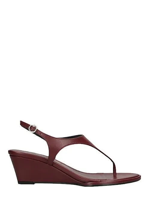 AeydĒ Roose Leather Wedge Sandals - Wine