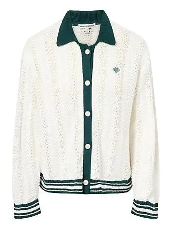 THE COUTURE CLUB Contrast-trimmed Crochet Cotton Shirt - Forestgreen