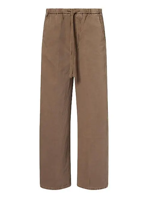 Citizens Of Humanity Aurora Drawstring Wide Leg Cotton-blend Trousers - Cocoa (md Grey Brown)