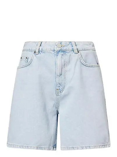 THE COUTURE CLUB Mid-rise Wide-leg Denim Shorts - Vintagewash