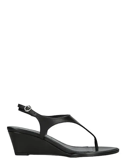 AeydĒ Roose Leather Wedge Sandal - Black
