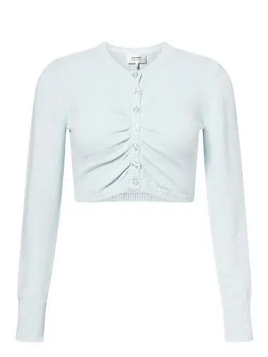 FRAME Cropped Cotton Cardigan - Baby Blue