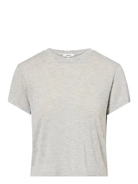 AGOLDE Adine Shrunken Cotton-jersey T-shirt - Grey Heather (grey)