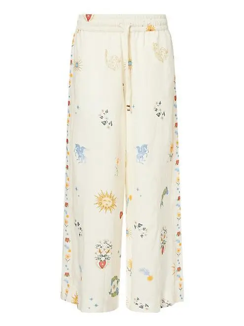 Agua Bendita Graphic Print Cotton Trousers - Multicolor