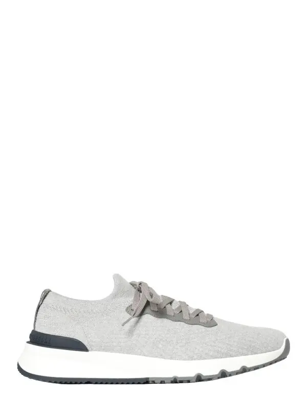 Brunello Cucinelli Cotton Knit Lace-up Sneakers - Grey