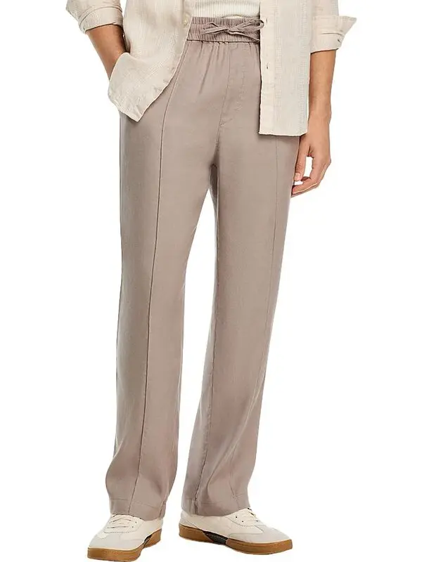 Hugo Straight Fit Drawstring Pants In Linen Blend - Light Pastel Brown
