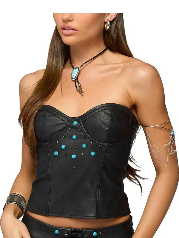 EDIKTED Cupped Strapless Top With Embellishments - Black