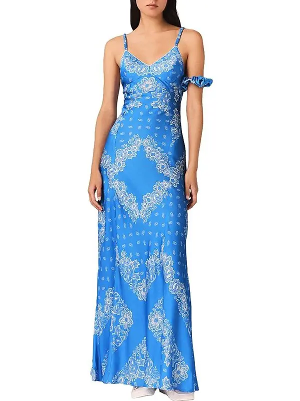 Maje Printed Maxi Dress - Sky Blue Bandana Print
