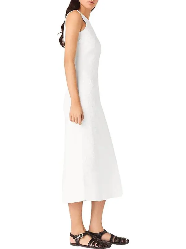 Maje Embroidered Floral Midi Dress - White
