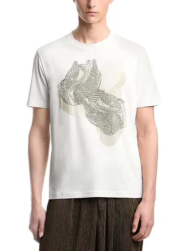 Emporio Armani Embroidered Cotton Jersey Tee - White