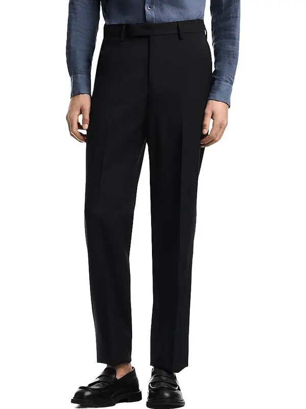 Emporio Armani Natural Stretch Tropical Weave Wool Trousers - Navy Blue