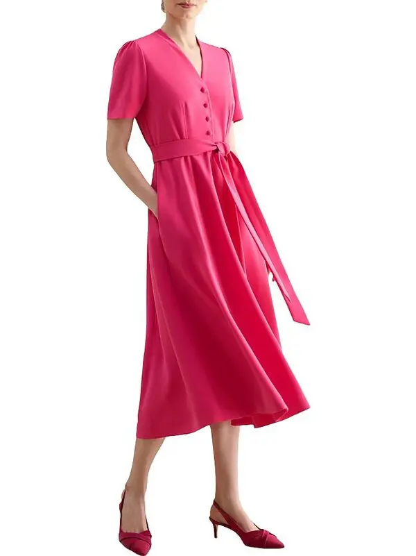 HOBBS LONDON Lillie Midi Dress - Bright Pink