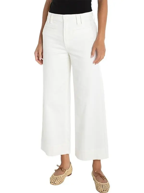 LIVERPOOL High Rise Crop Wide Leg Jeans - Whipped Cream