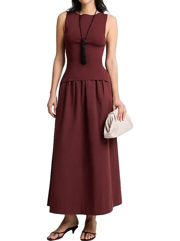 Onia Boatneck Mix Media Dress - Dark Cherry