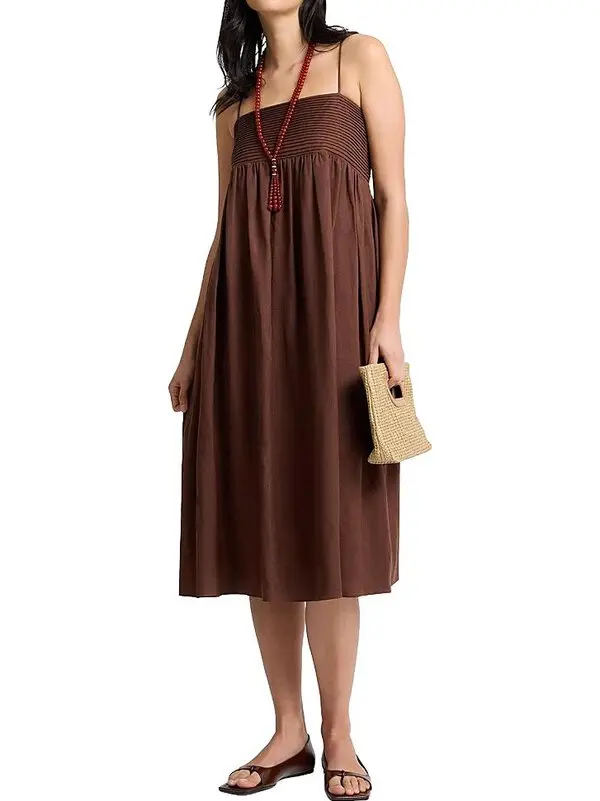 Onia A-line Pintuck Midi Dress - Brown
