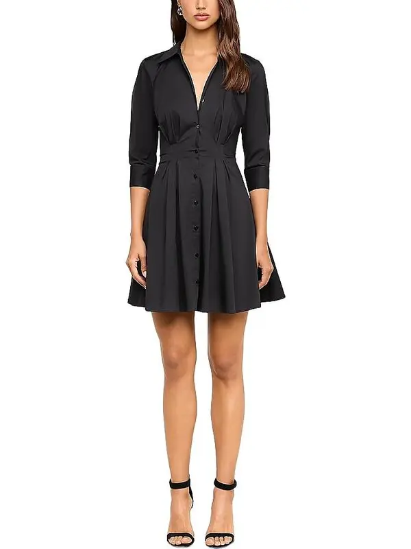 L'Agence Journi Pintuck Shirt Dress - Black