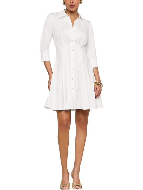 L'Agence Journi Pintuck Shirt Dress - White
