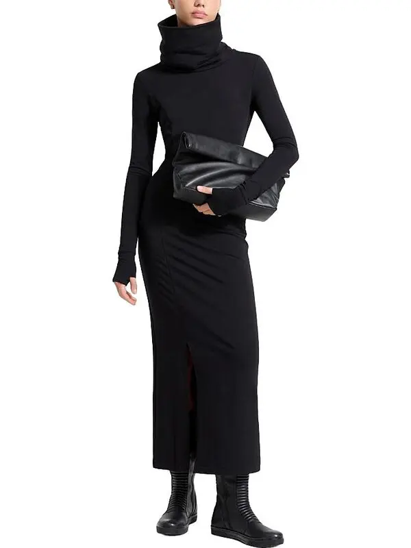 MARCELLA Lisa Turtleneck Maxi Sweatshirt Dress - Black