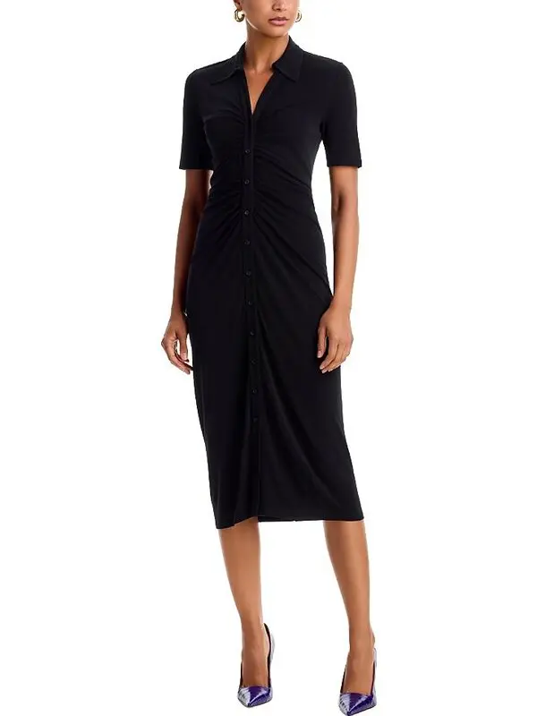 Diane Von Furstenberg Andie Ruched Slit Dress - Black