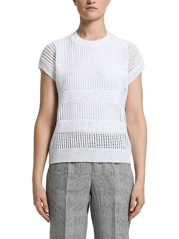 Peserico Knit Stripe Sweater Vest - Natural White