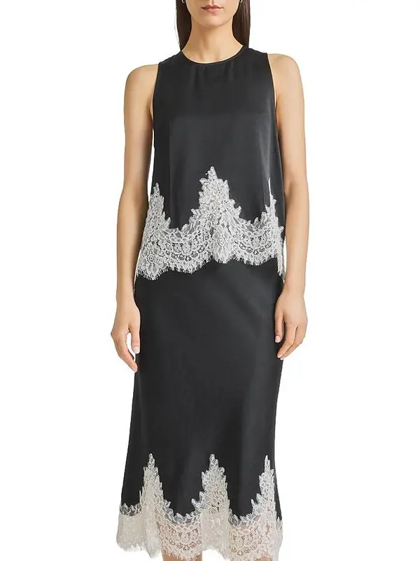 SAINT ART Bellamy Sleeveless Lace Trim Top - Black