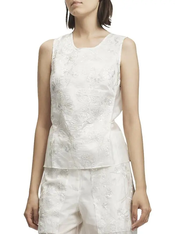 SAINT ART Benson Floral Sequin Top - Ivory