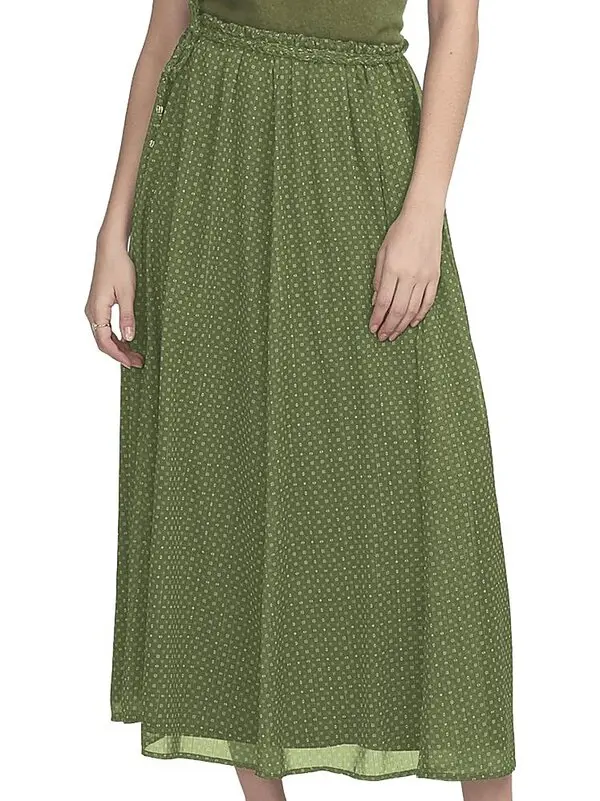 ELLE COLLECTION Printed Chiffon Maxi Skirt - Green Multicolor