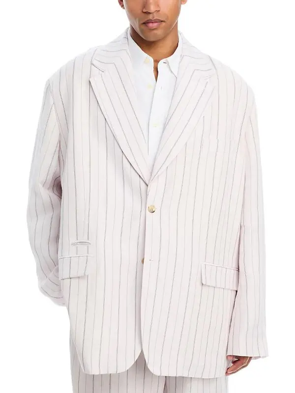 WILLY CHAVARRIA Chilango Striped Blazer - White/black Stripe