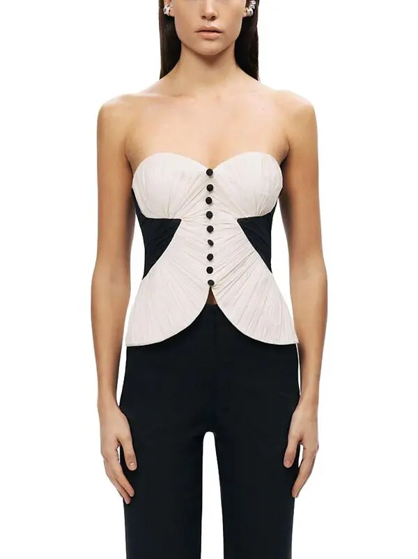 NOCTURNE Structured Strapless Contrast Bustier Top - Multi-colored