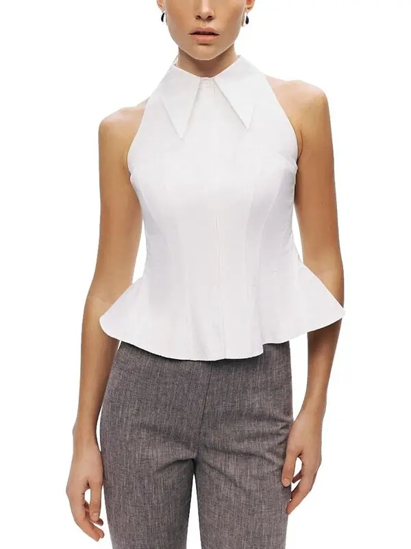 NOCTURNE Sleeveless Shirt With Collar - White